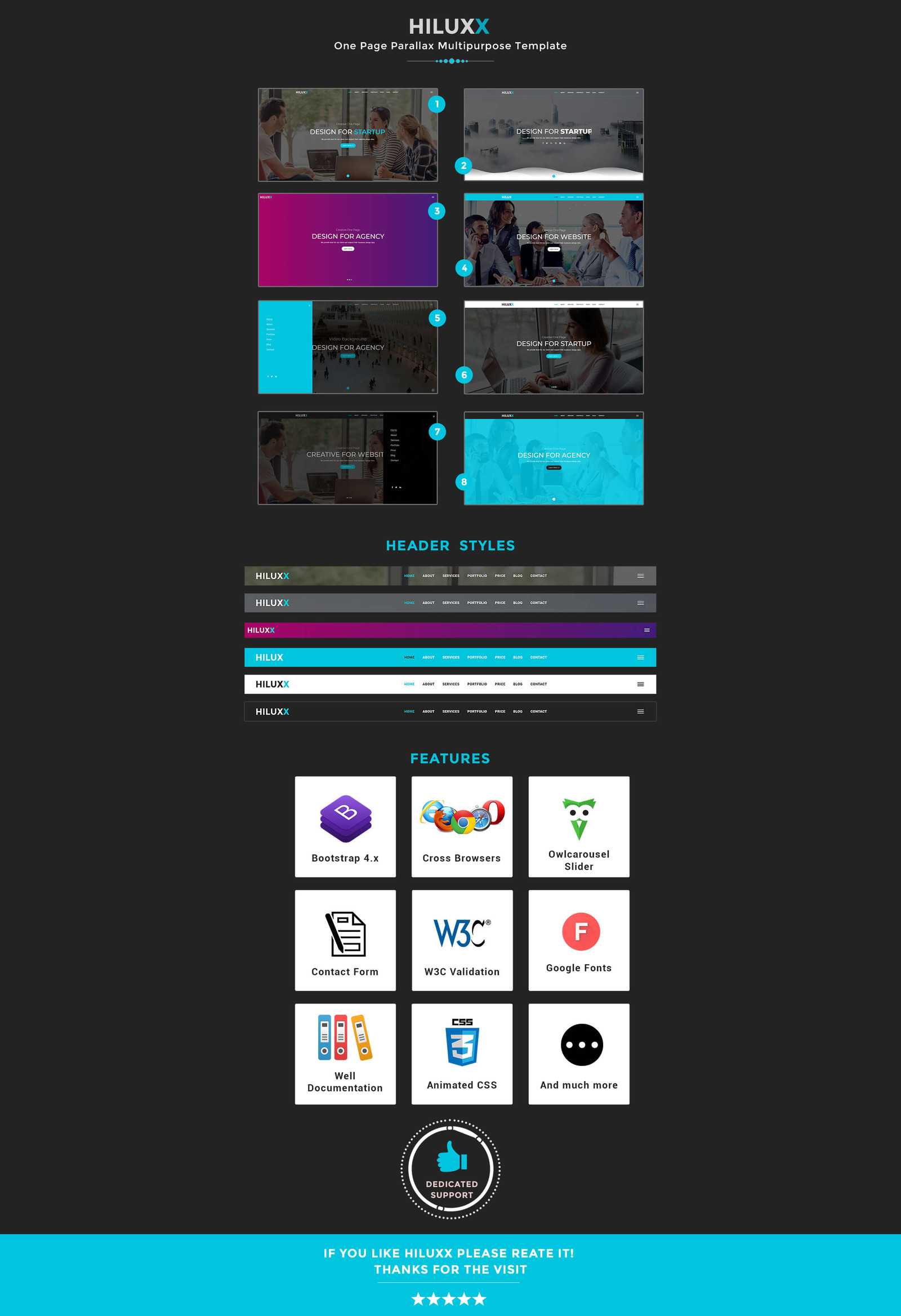 Hiluxx - One Page Parallax Landing Page Template