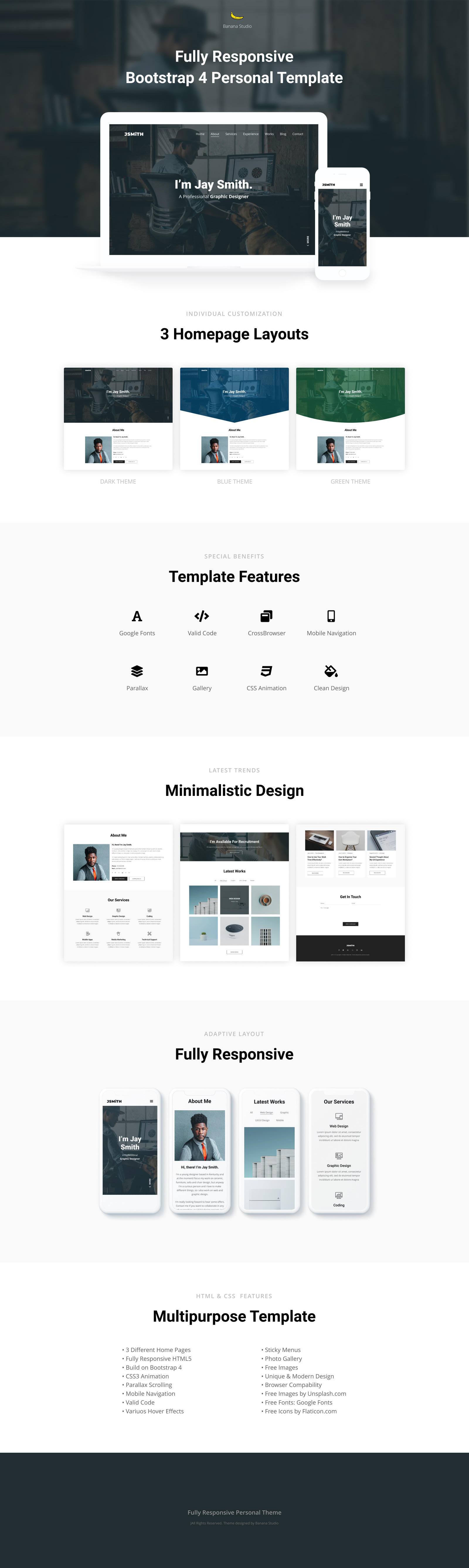 JSMiTH Fully Responsive Bootstrap 4 Personal Website Template