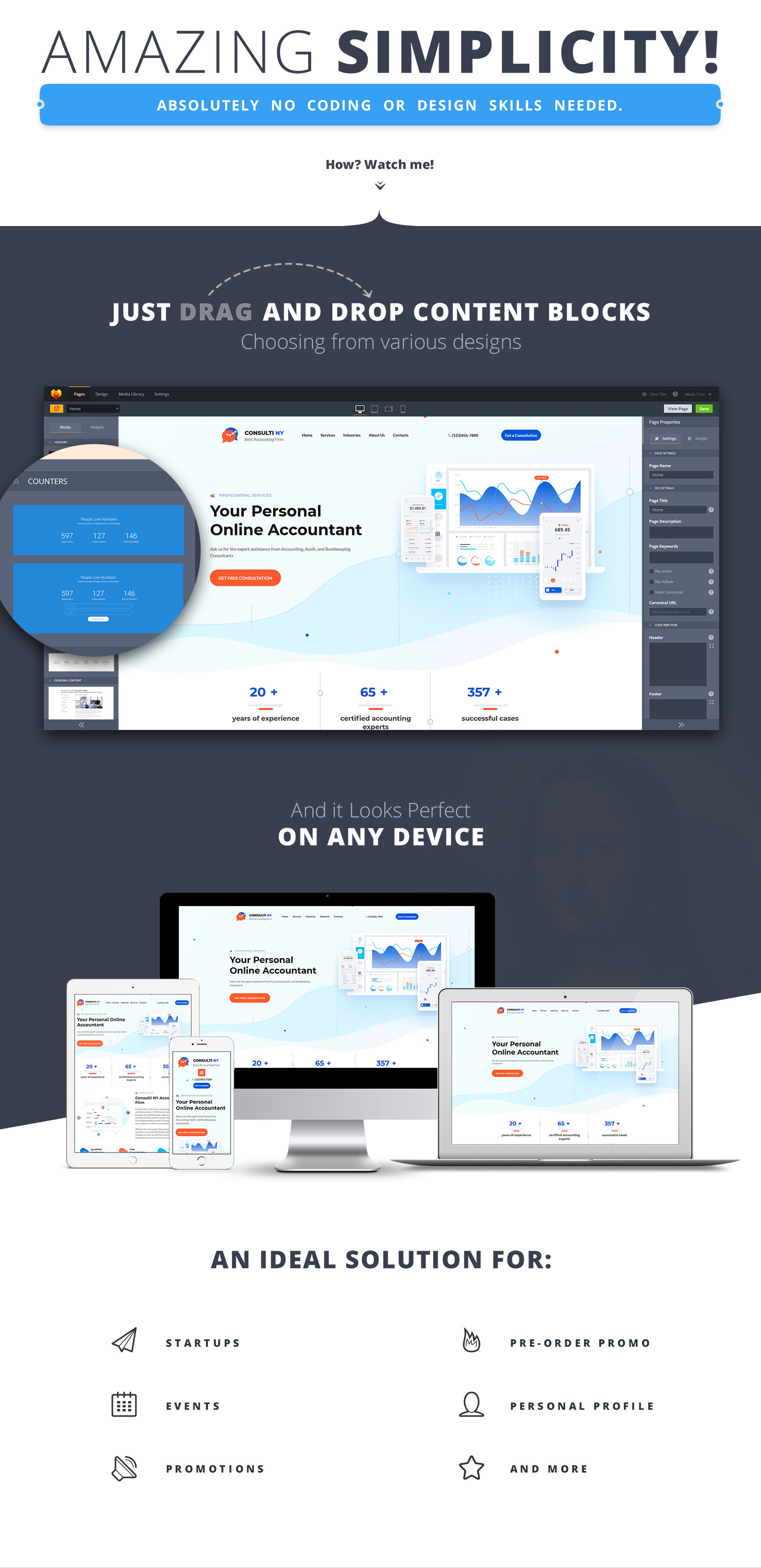 Consulti NY - Accounting Firm MotoCMS Landing Page Template