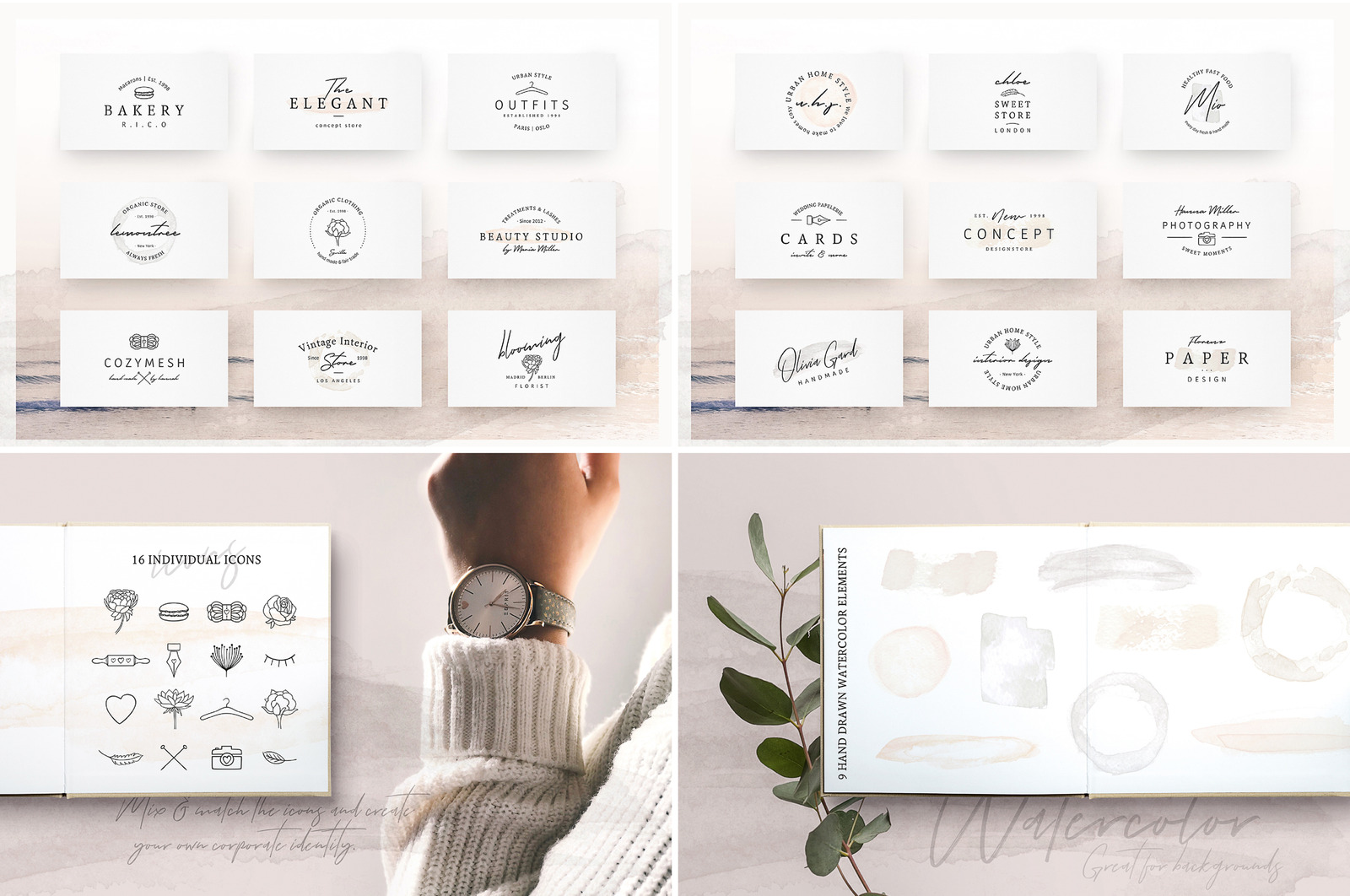So Female Branding Kit + Watercolours Logo Template