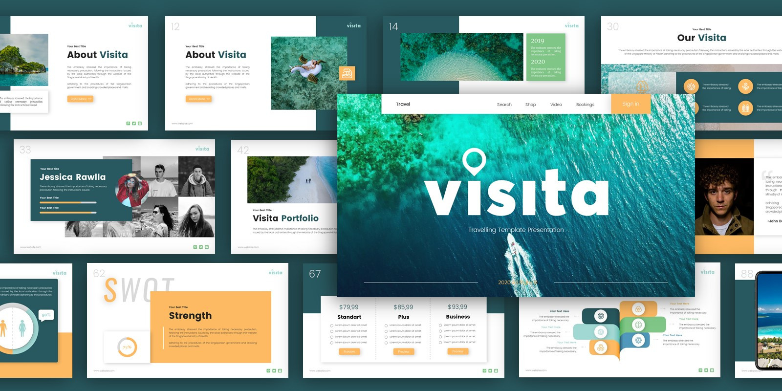 Visita Travelling Presentation PowerPoint template