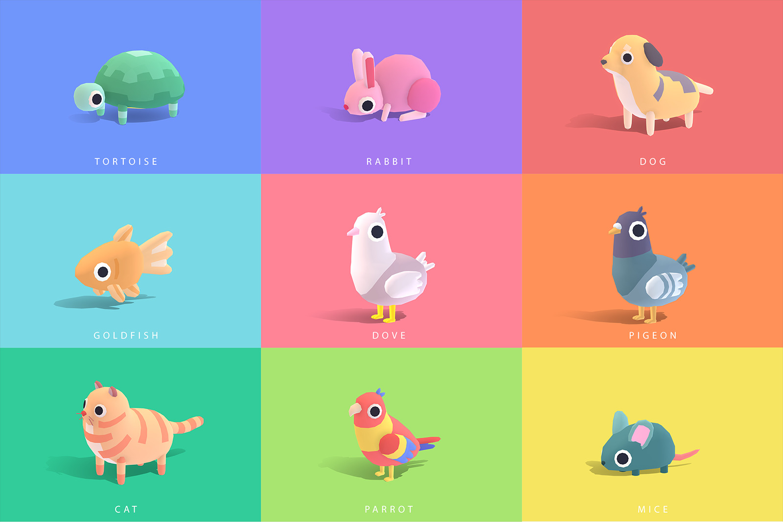 Pet Animals - Quirky Series 3D Model - TemplateMonster