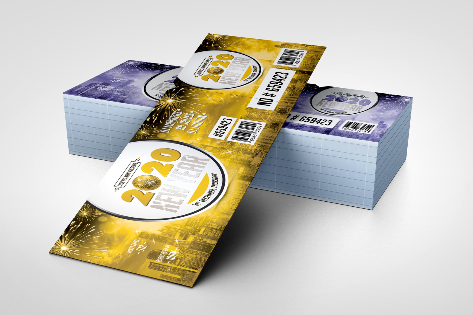 2020 New Year Party Event Ticket Design - Corporate Identity Template