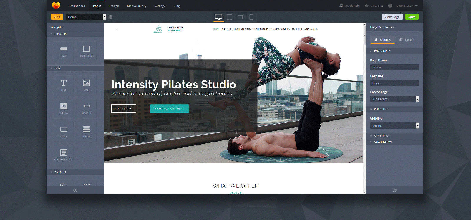 Intensity - Pilates Studio Moto CMS 3 Template