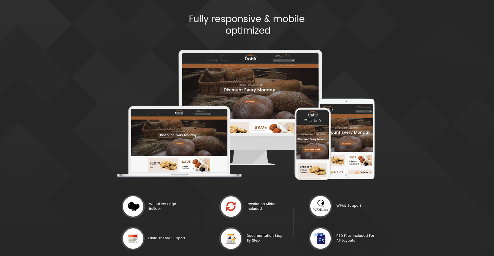 Crevbite - Bakery & Chocolate Store WooCommerce Theme