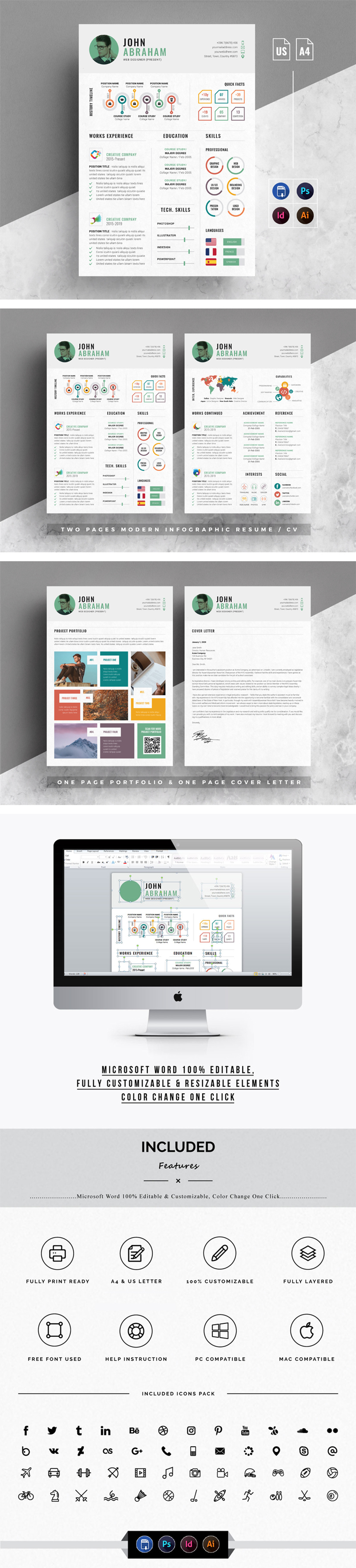 Modern-Infographic Resume Template #80186 - TemplateMonster
