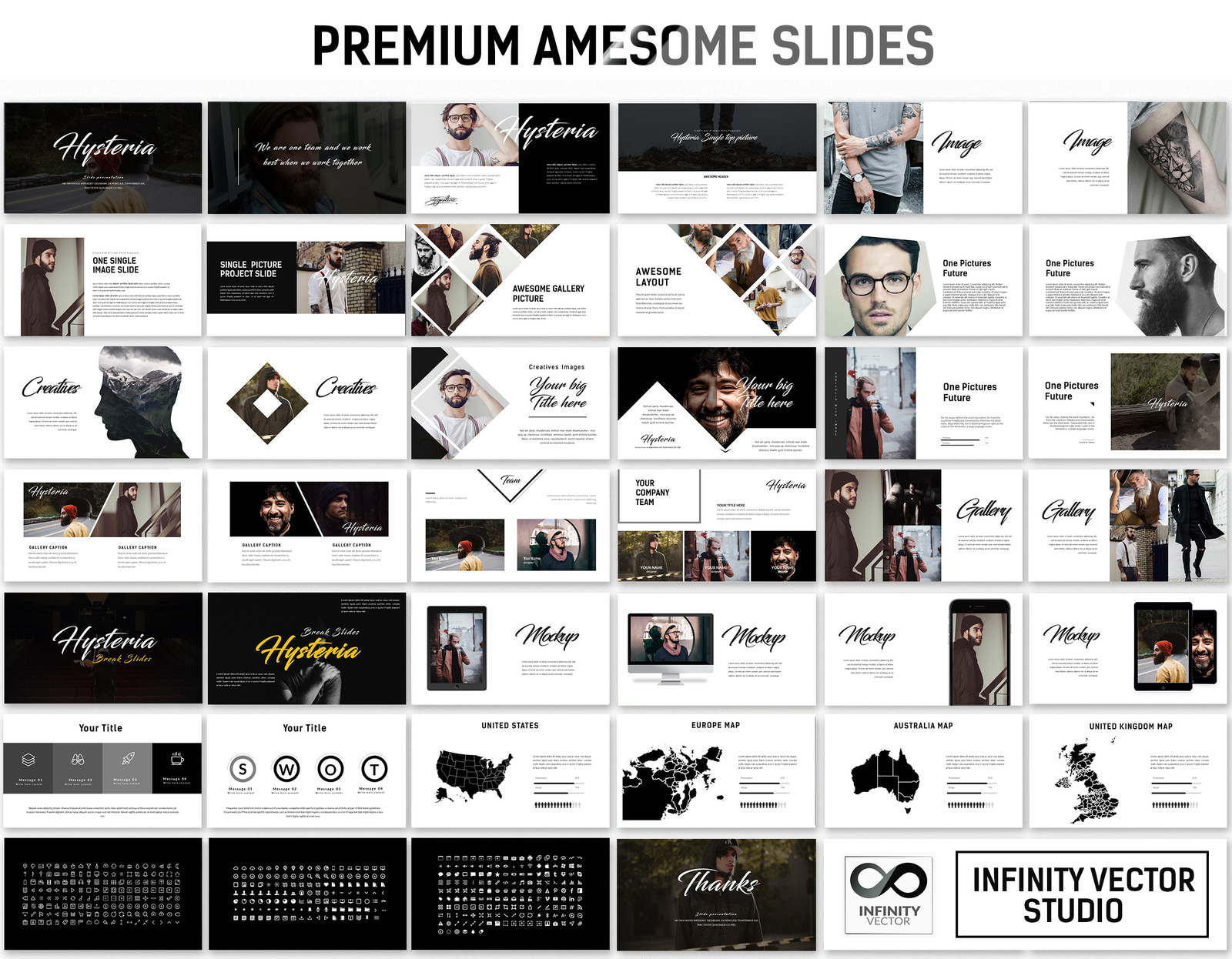 Hysteria Creative Presentation PowerPoint template