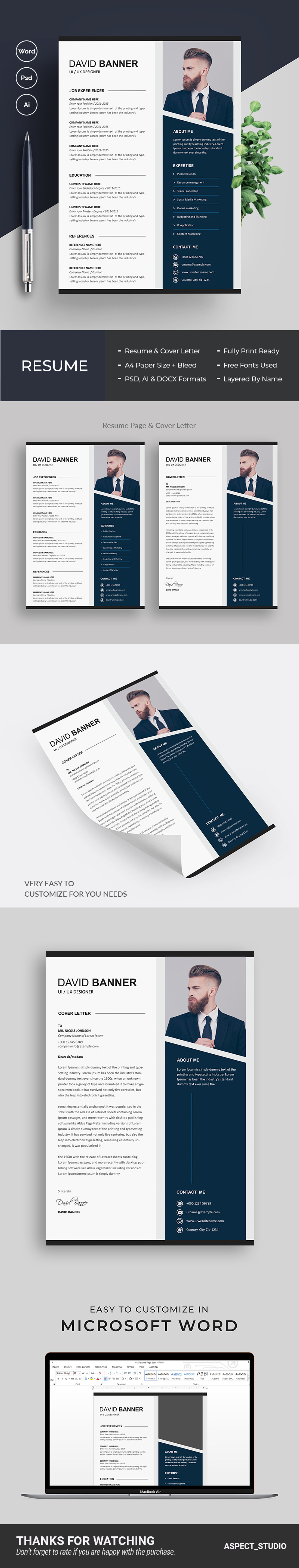 David Banner Resume Template #84060 - TemplateMonster