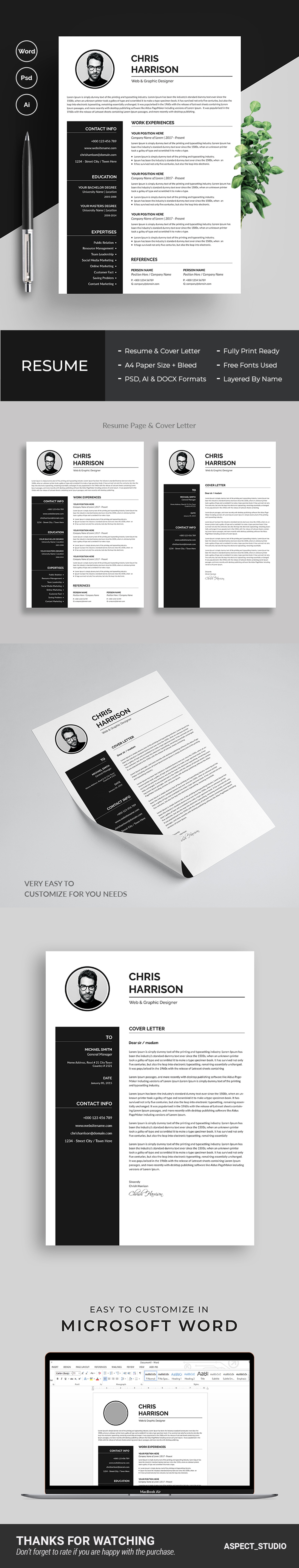Chris Harrison Resume Template #79214 - TemplateMonster