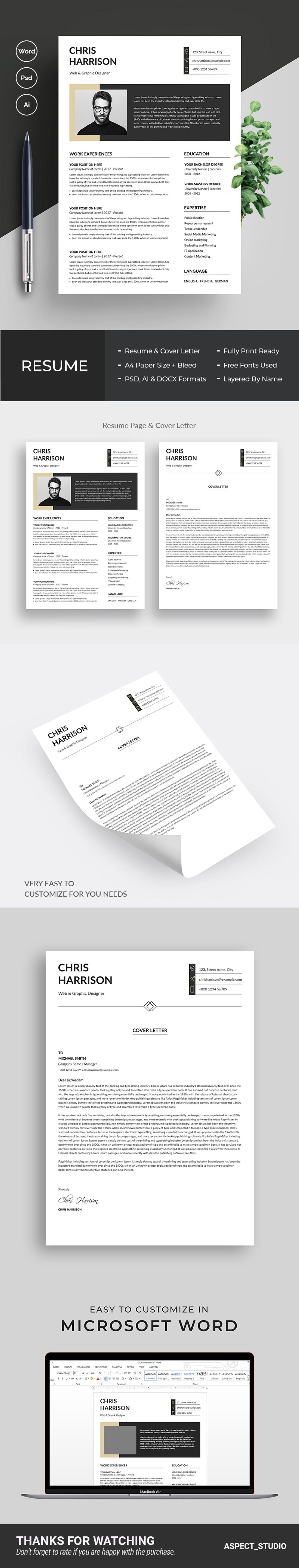 Chris Harrison Resume Template #80265 - TemplateMonster
