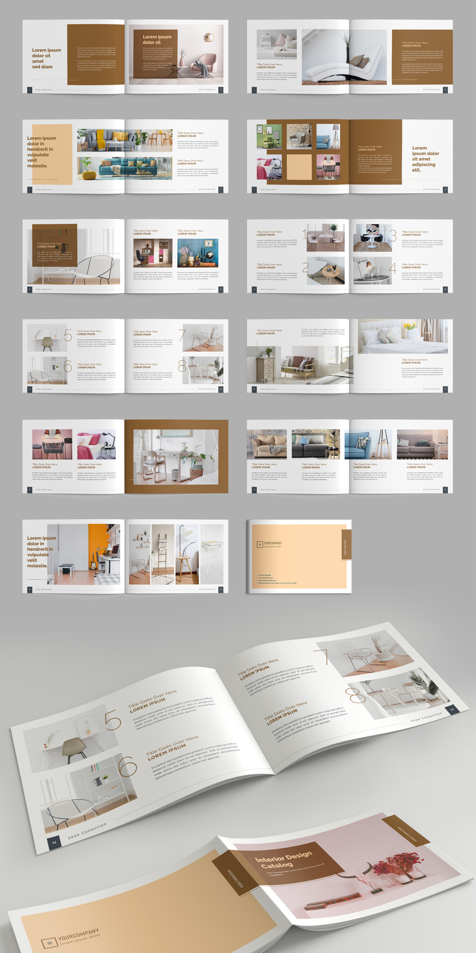 Catalog Layout with Brown Accents, 24 Pages - Corporate Identity Template