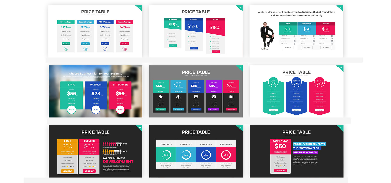 Price Table V2 - PowerPoint template - TemplateMonster