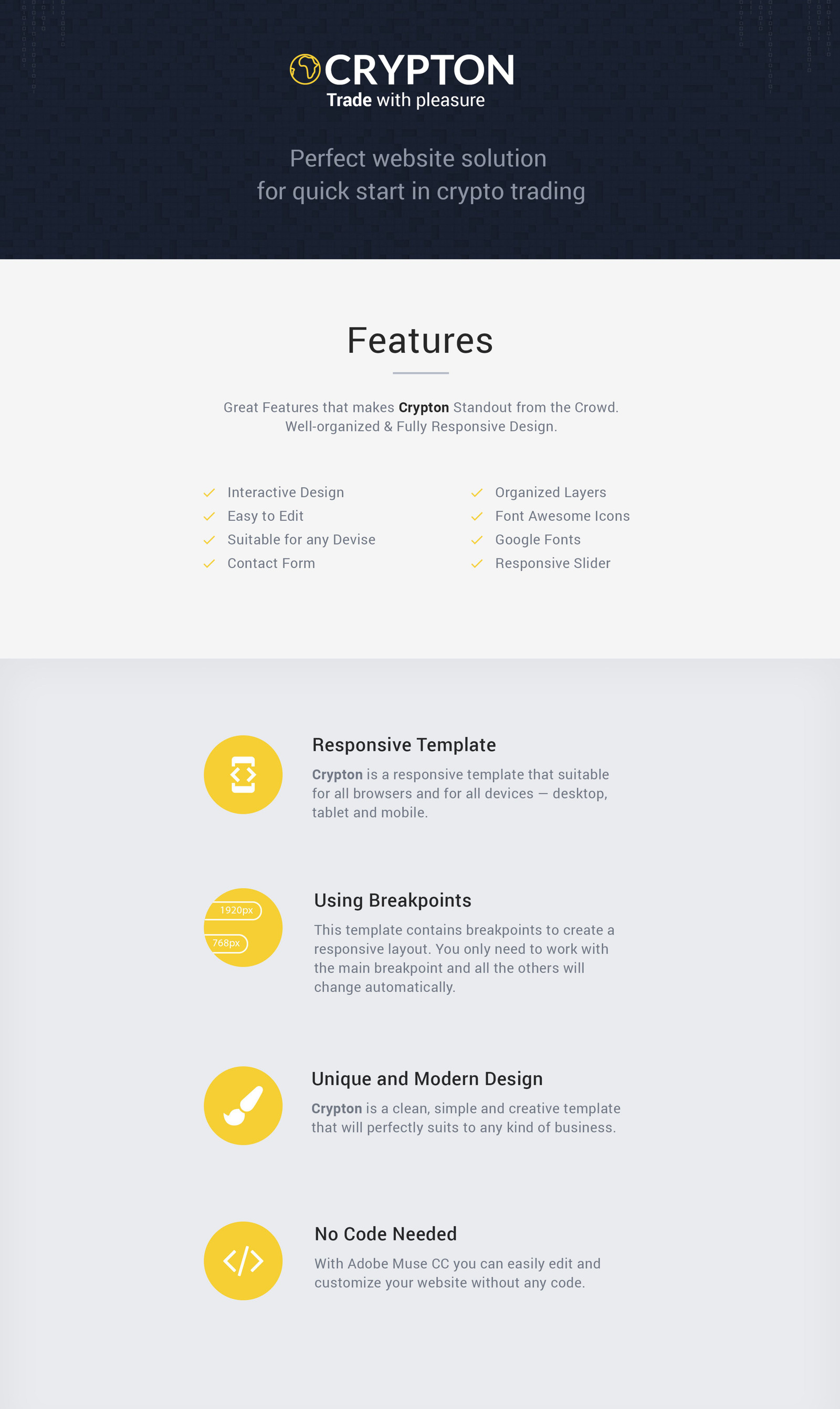 Crypton - Bitcoin and Cryptocurrency Muse Template