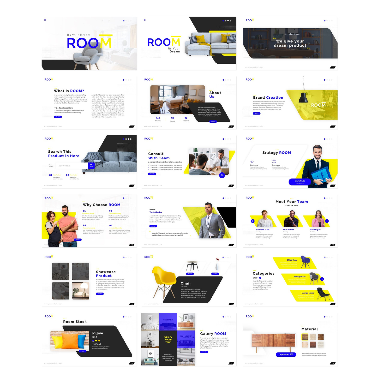 Room Furniture Presentation Fully Animated - Keynote template