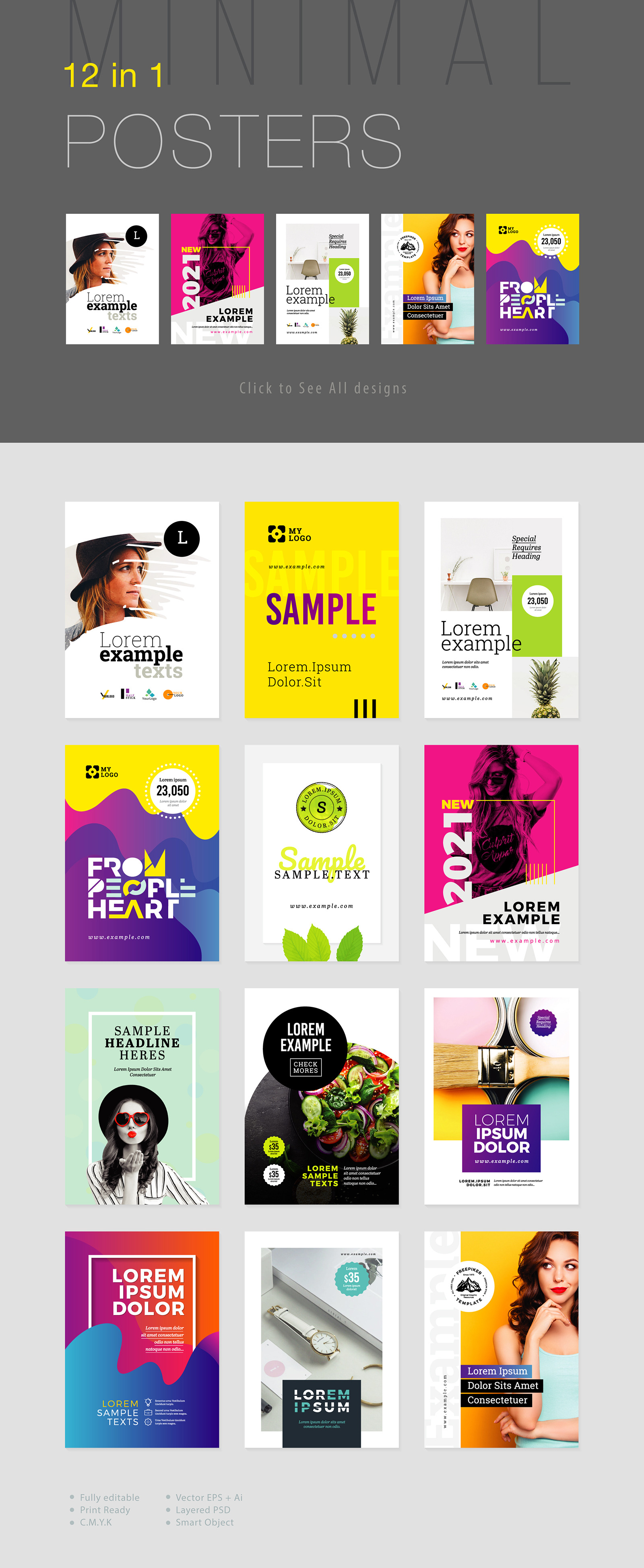 Minimal Poster and Flyer Design Bundle v2 - Corporate Identity Template