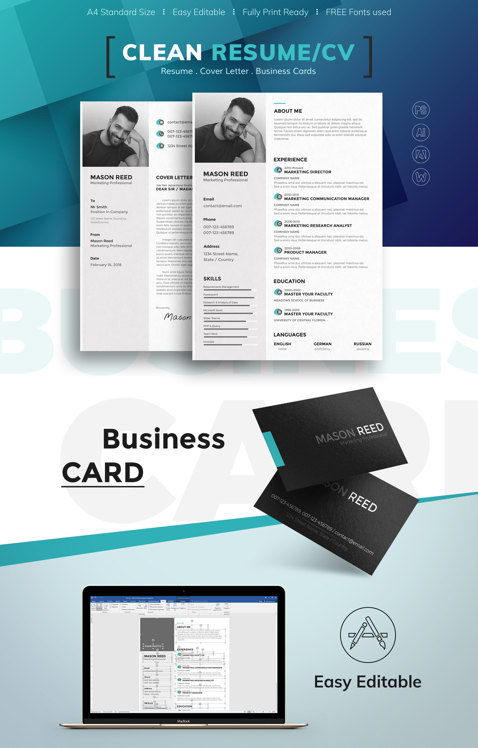 Mason Reed - Marketing Professional Resume Template