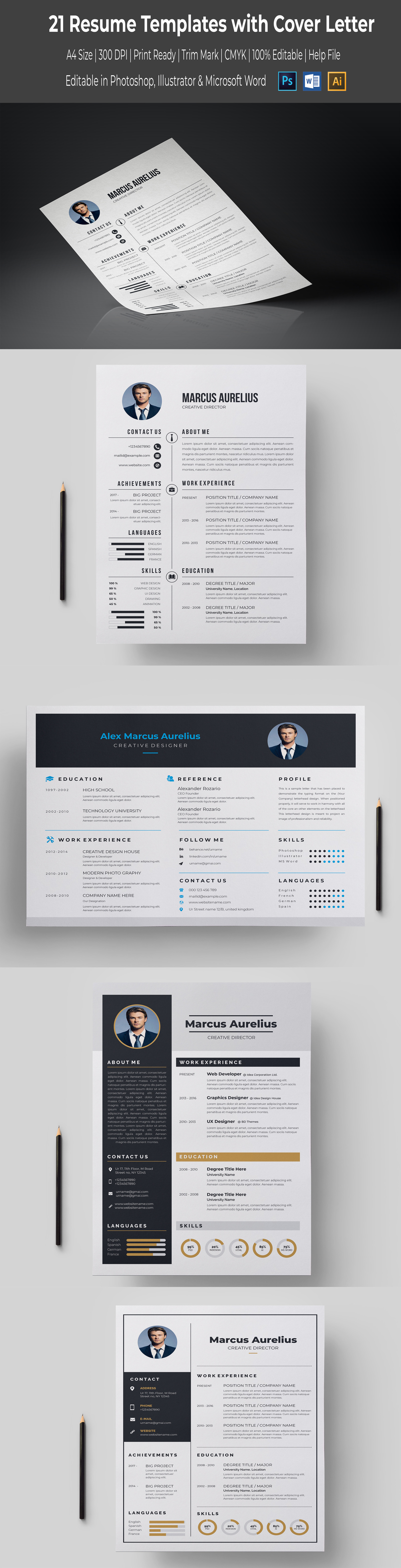 Compact Mega Resume Template #67679 - TemplateMonster
