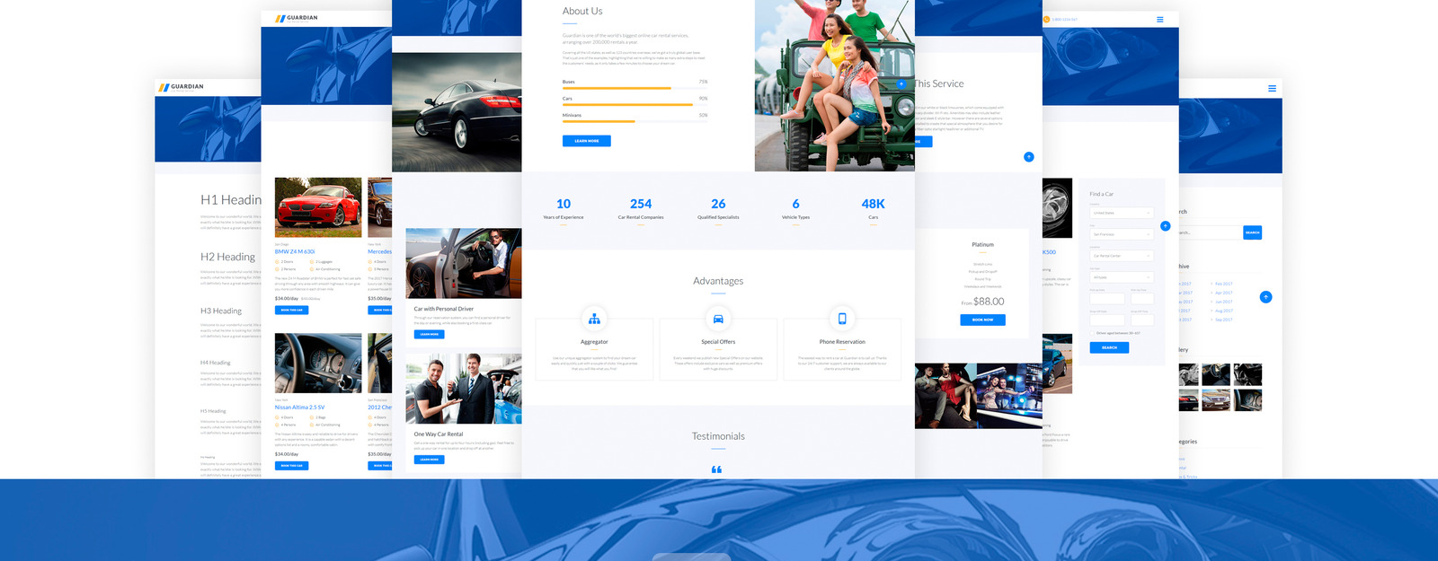 Guardian - Responsive Car Rental Company Multipage HTML Website Template