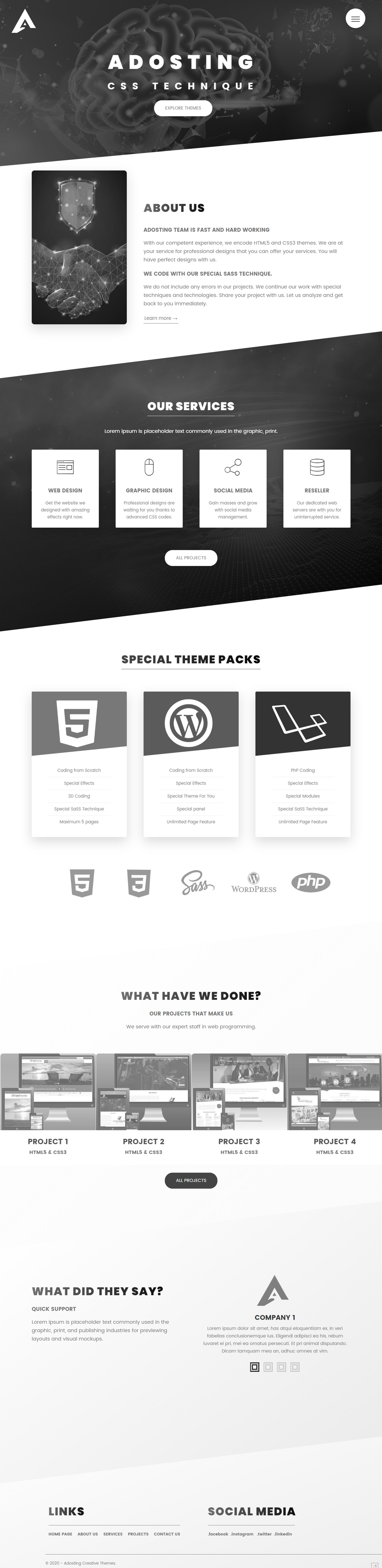 Adosting Creative Html5 & Css3 Responsive Theme Website Template