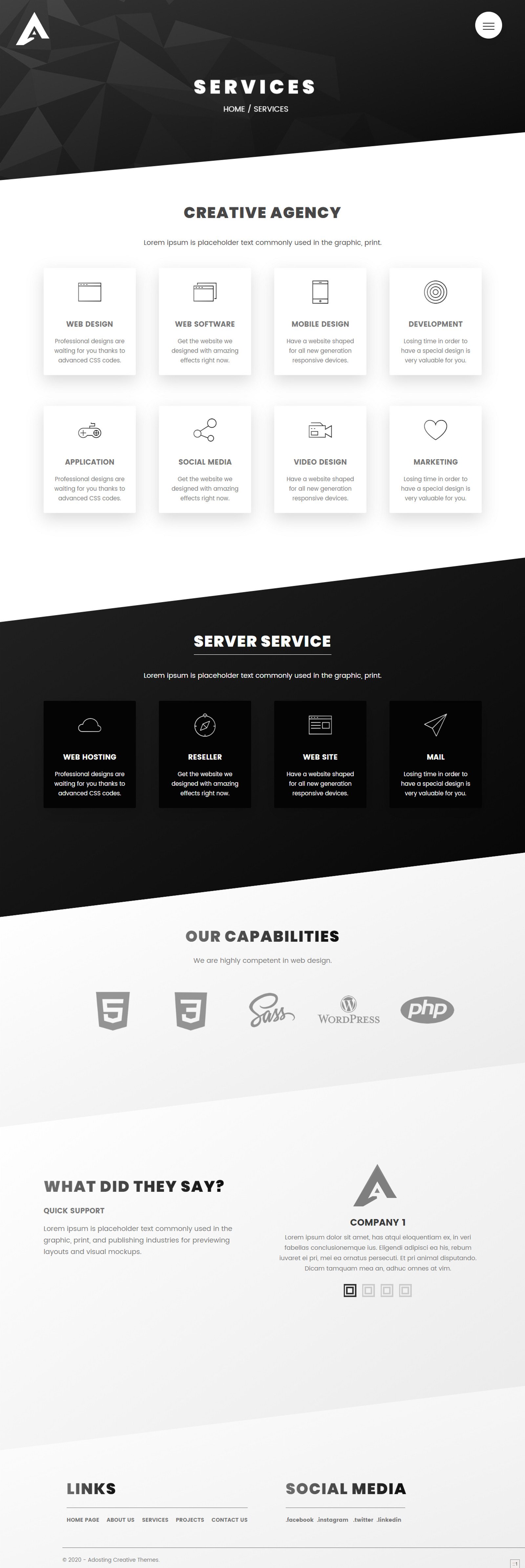 Adosting Creative Html5 & Css3 Responsive Theme Website Template