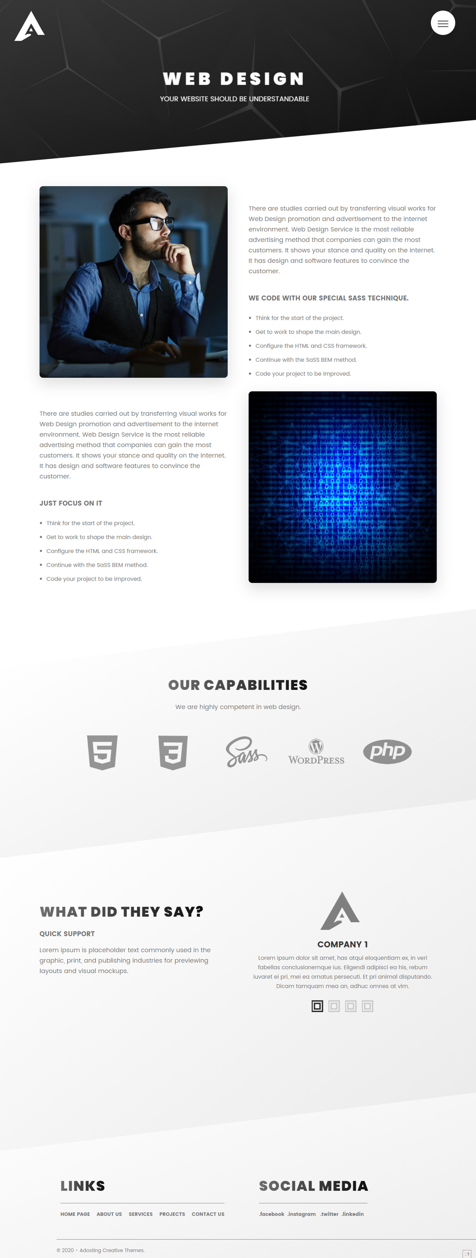 Adosting Creative Html5 & Css3 Responsive Theme Website Template