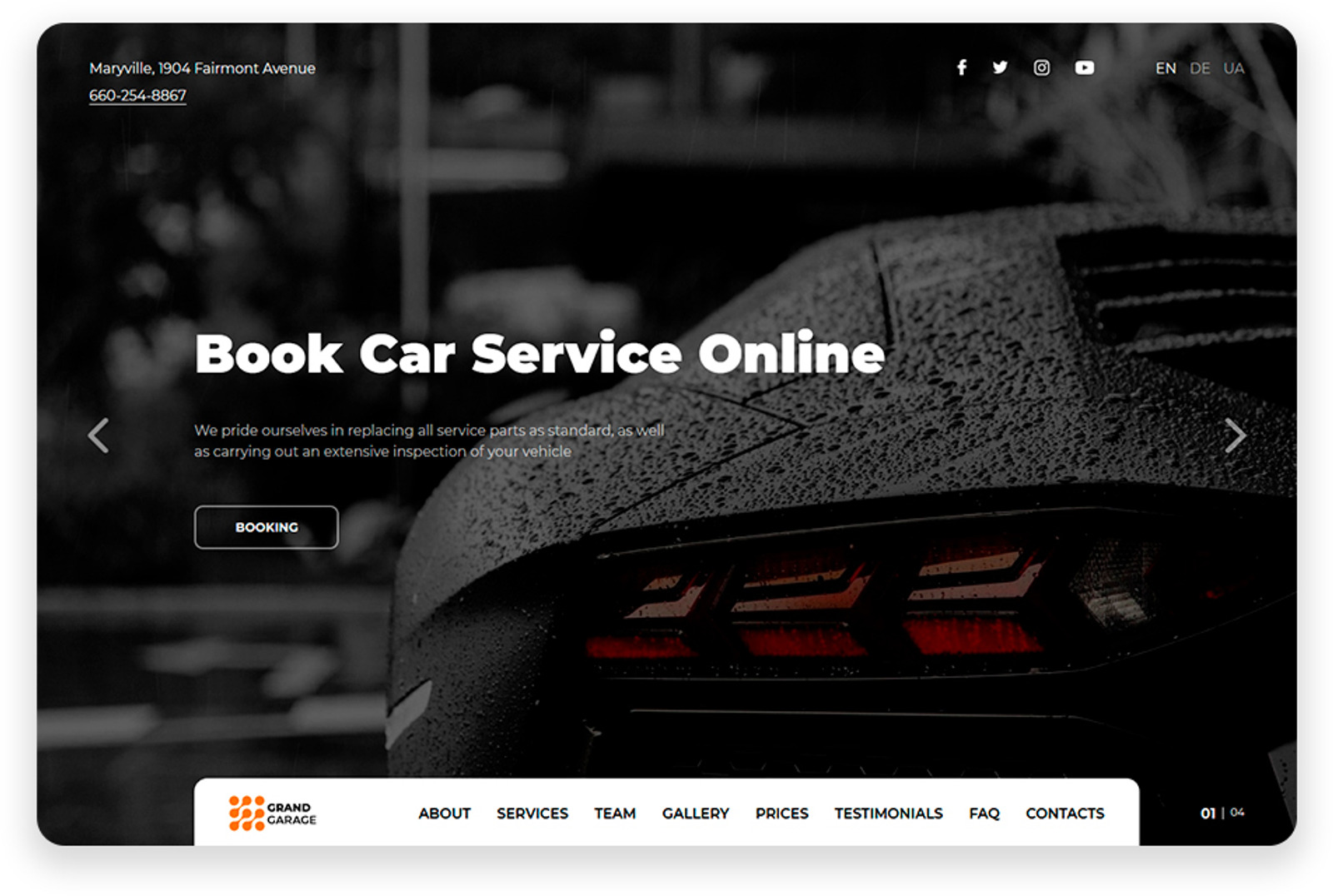 Garage Landing Page Template #102491 - TemplateMonster