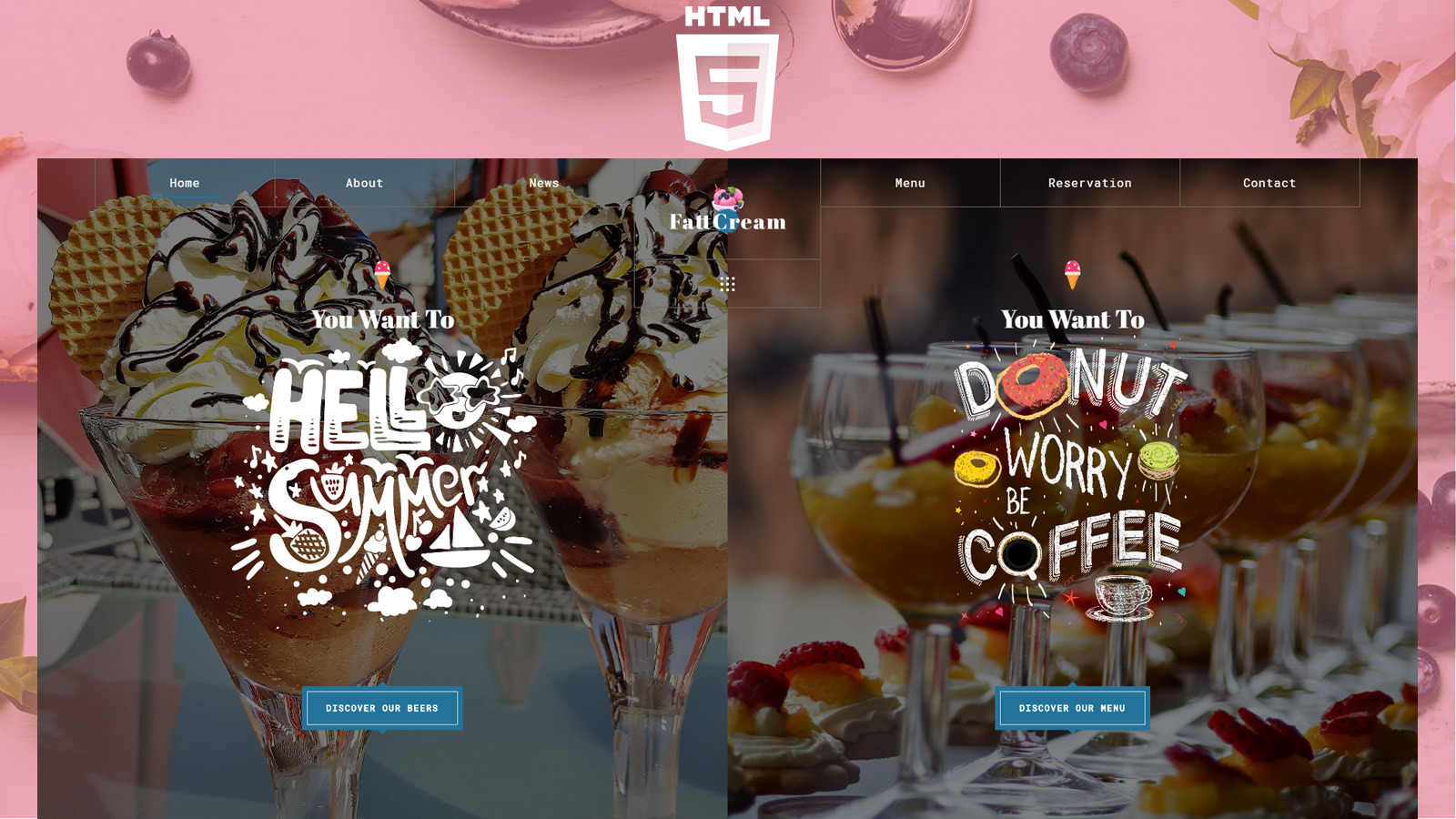 Ice Cream & Frozen Yogurt HTML5 | Summercream Website Template
