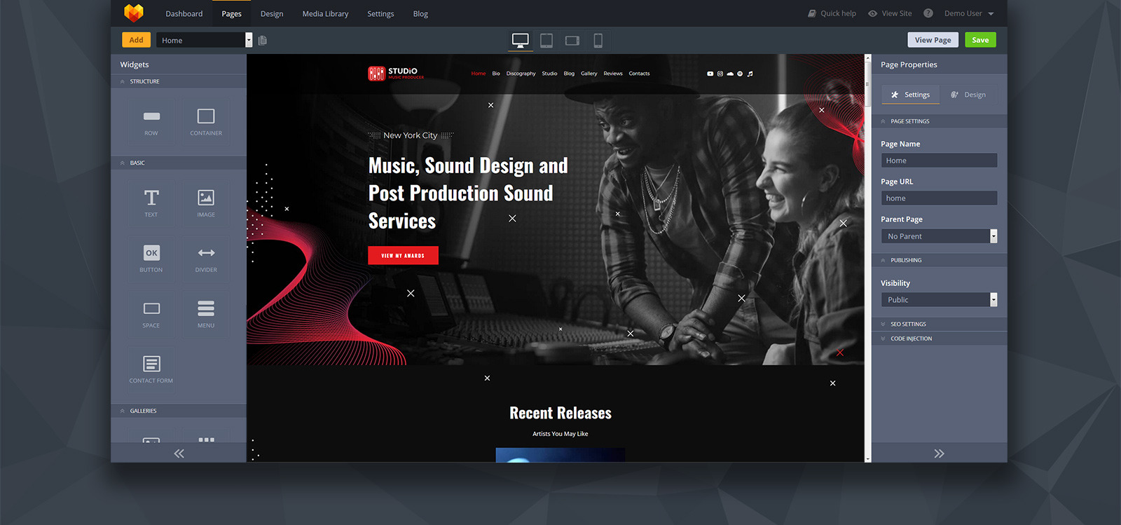 Studio - Music Producer Moto CMS 3 Template - TemplateMonster