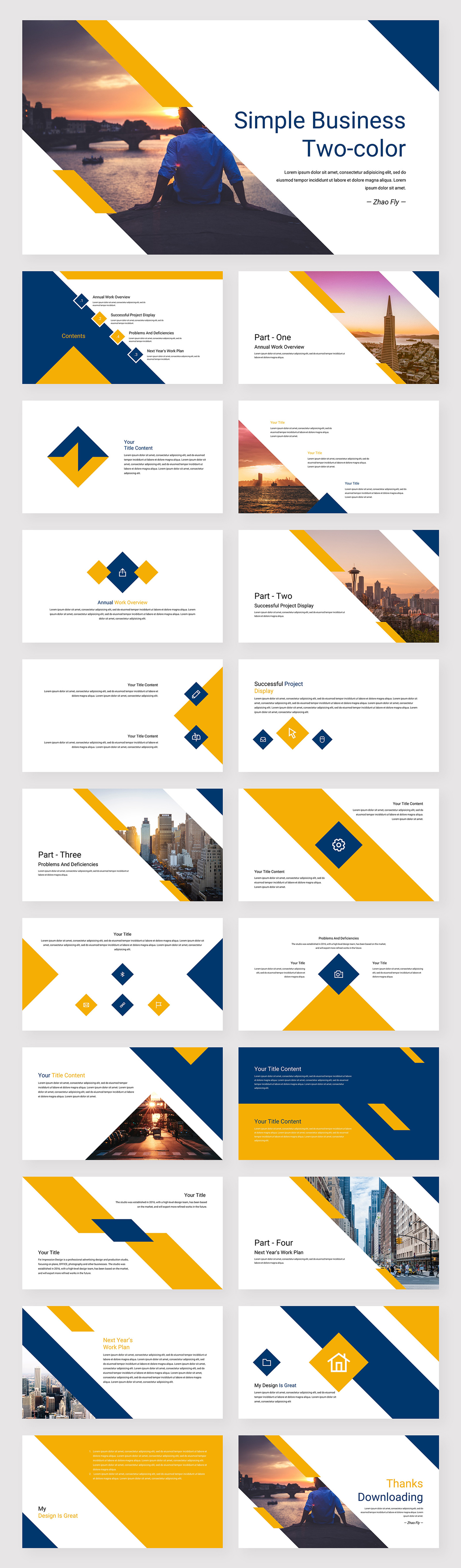 Simple Business Two-Color PowerPoint template