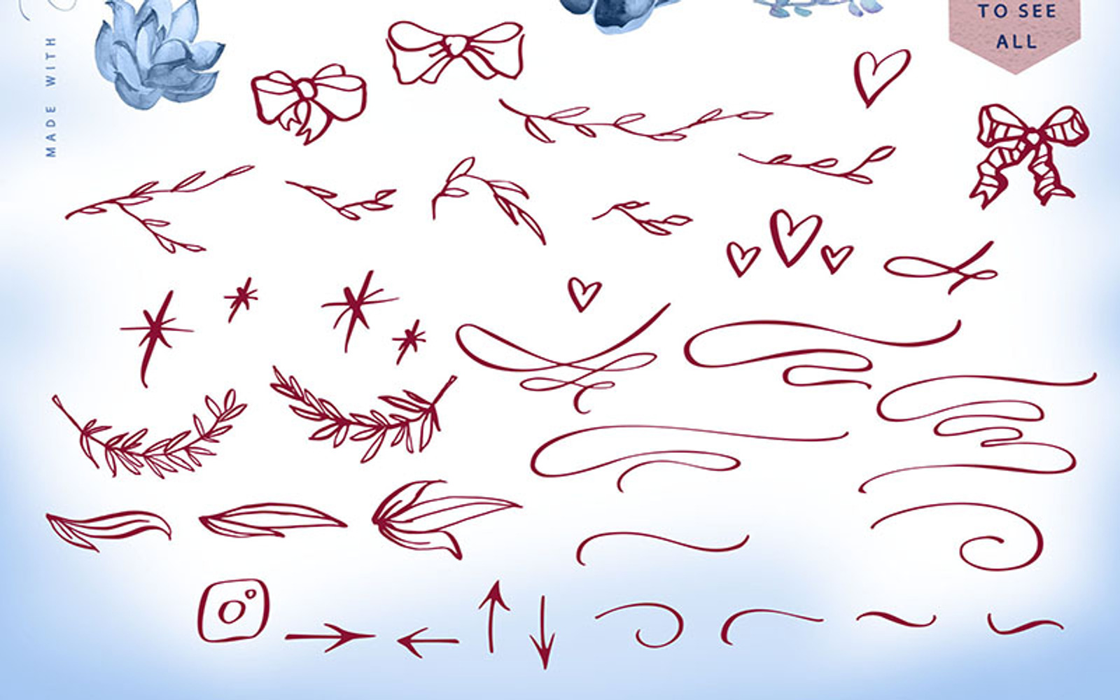 Floral wedding graphic + script font Corporate Identity