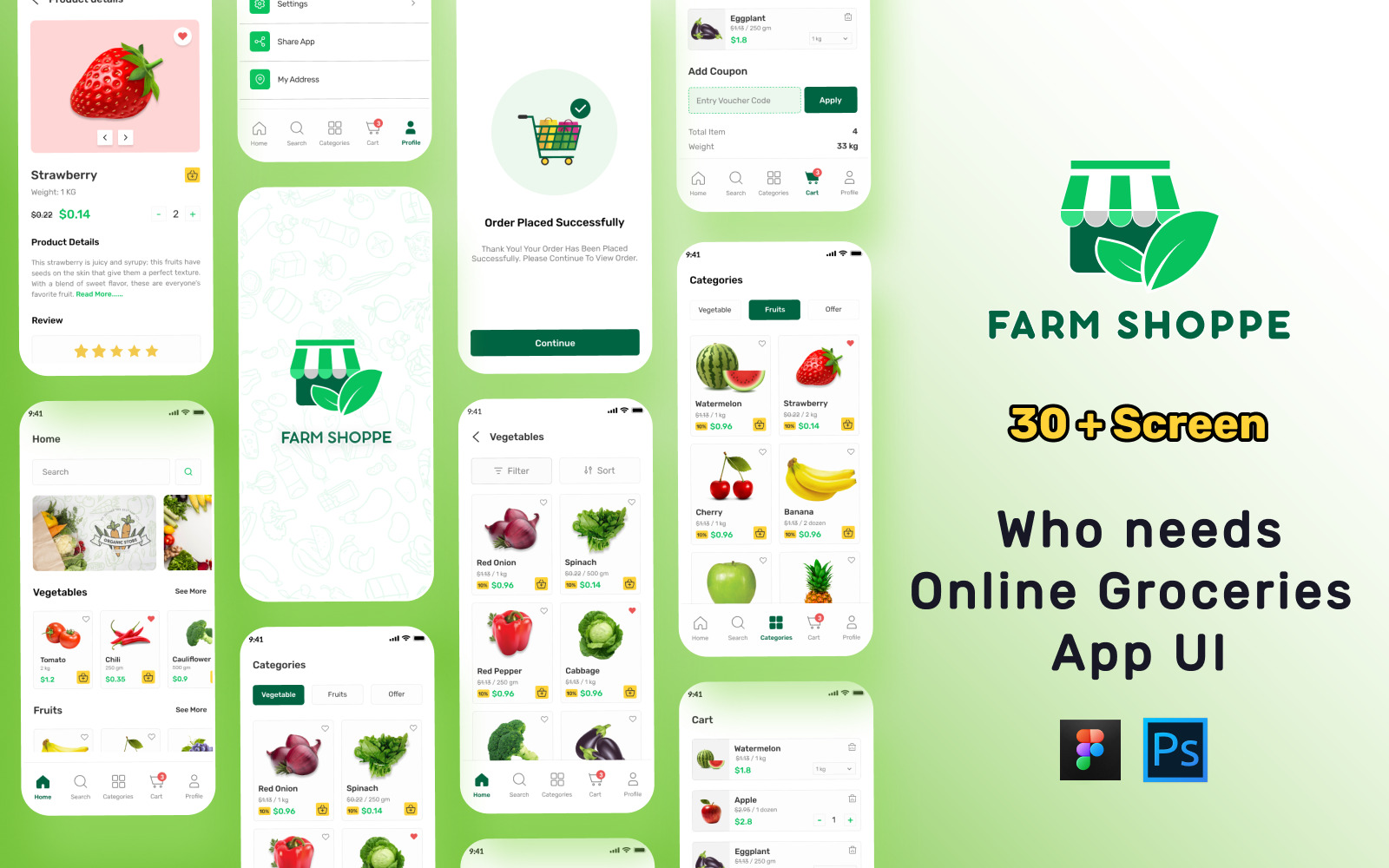 Online Food And Grocery Ui Kit | Mobile Application - Figma & PSD