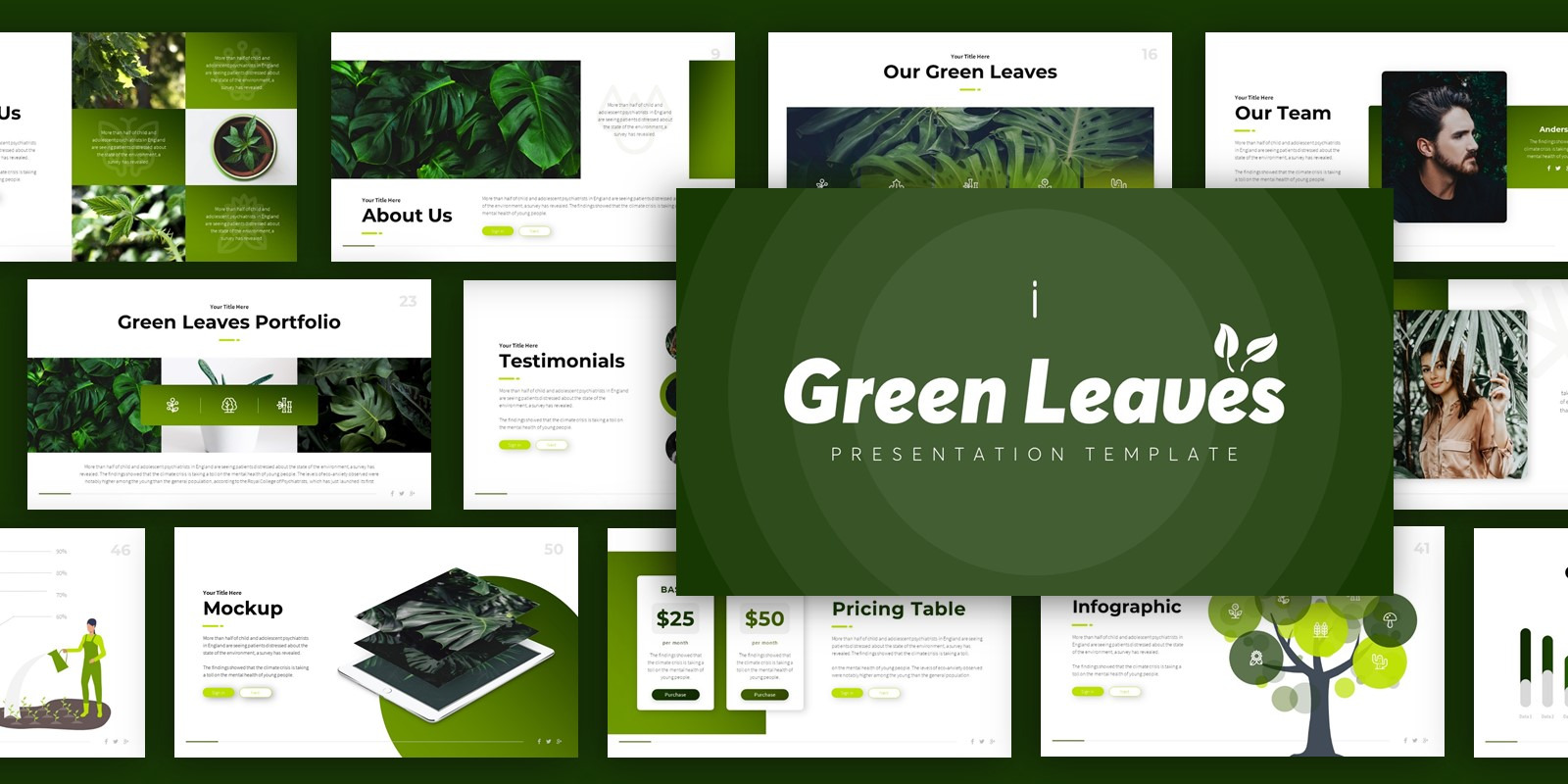 Green Leaves Environment Presentation PowerPoint template