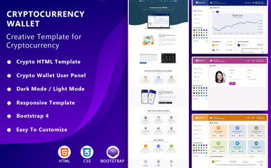 Cryptocurrency Wallet Website Template - HTML5 #110137
