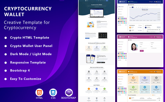 Cryptocurrency Wallet Website Template - HTML5 #110137