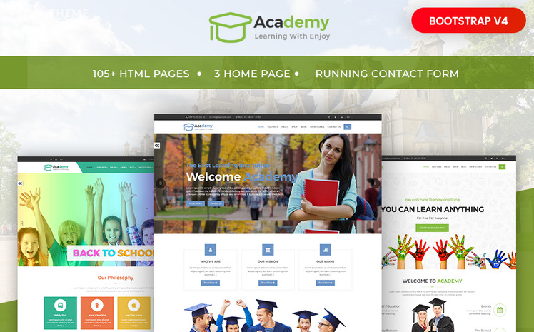 Academy - Education, Learning Courses & Institute Website Template #65554