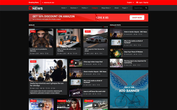D-News Bootstrap 5 News & Blog HTML Template #173896