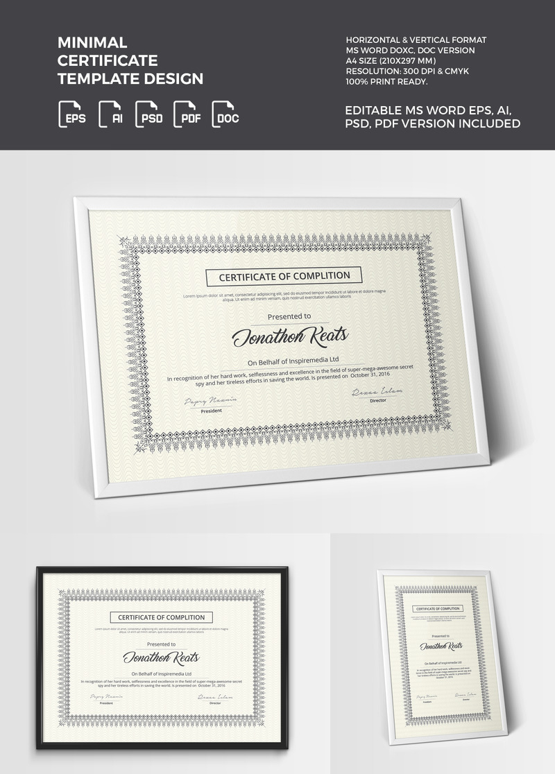Silver Design Certificate Template #65668 - TemplateMonster