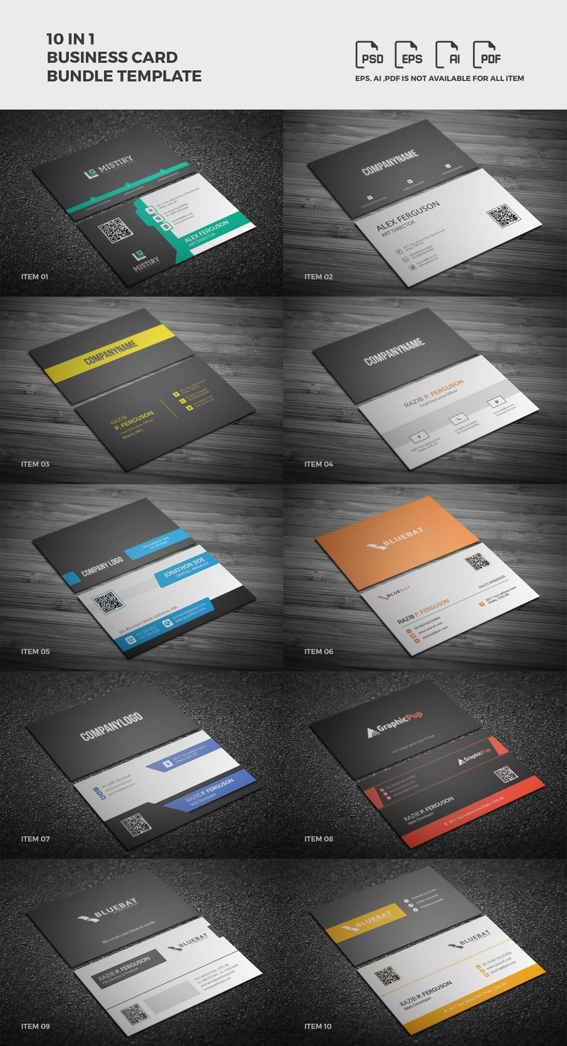 Business Card Bundle Print - Corporate Identity Template