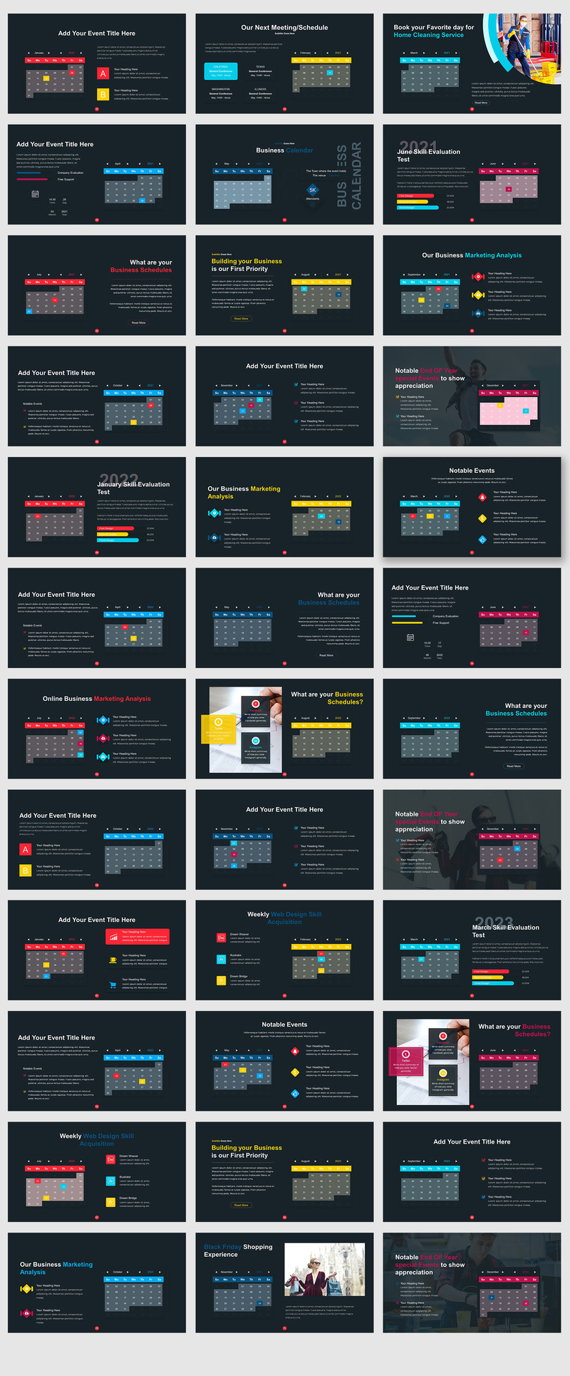 2021 2023 Calendar PowerPoint Template TemplateMonster