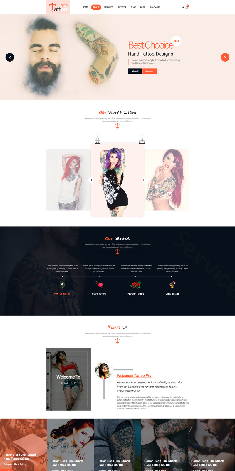 Tattoo Pro - Tattoo psd PSD Template - TemplateMonster