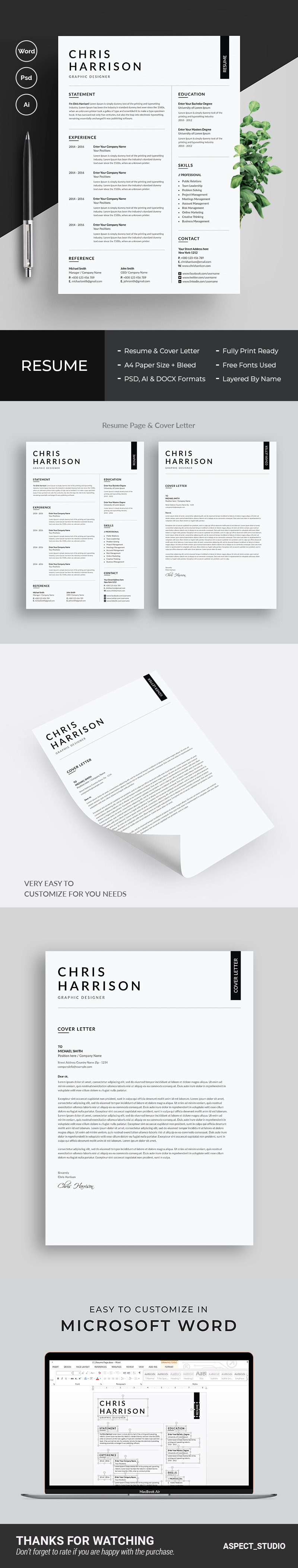 Chris Harrison Resume Template #78382 - TemplateMonster