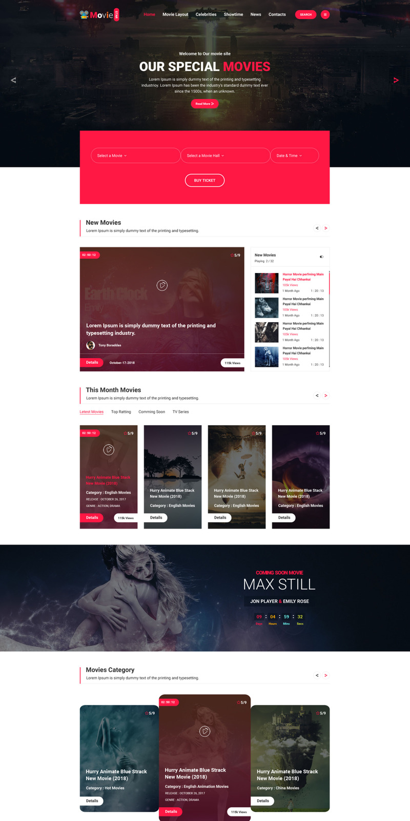MOVIIE STAR - Online Movie, Video & TV Show PSD Template