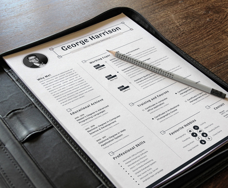 Harri Clean & Professional Editable Word Apple Pages Cv Resume Template