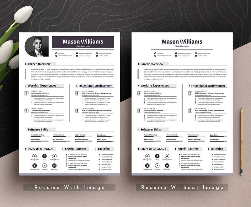 Professional & Clean Editable Word Apple Pages Resume CV Template
