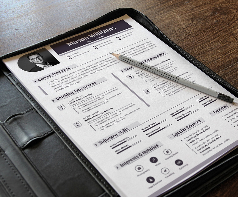 Professional & Clean Editable Word Apple Pages Resume CV Template
