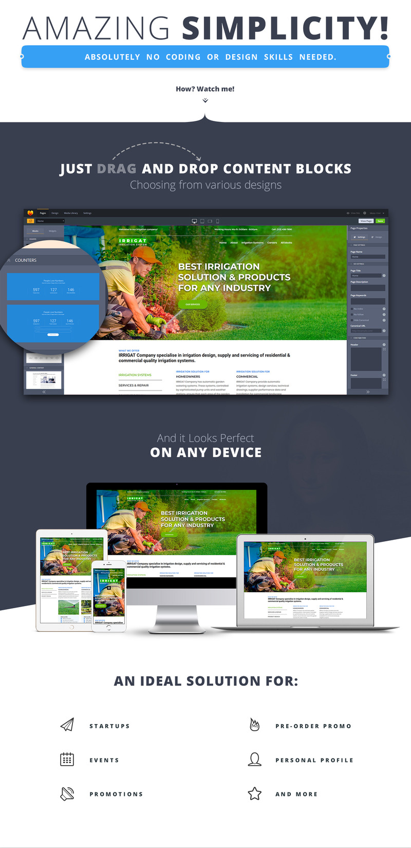 Irrigation System Landing Page Template - TemplateMonster
