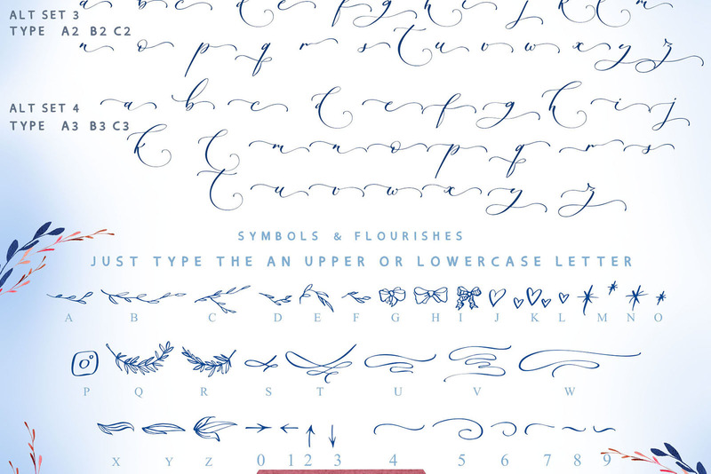 Floral wedding graphic + script font Corporate Identity