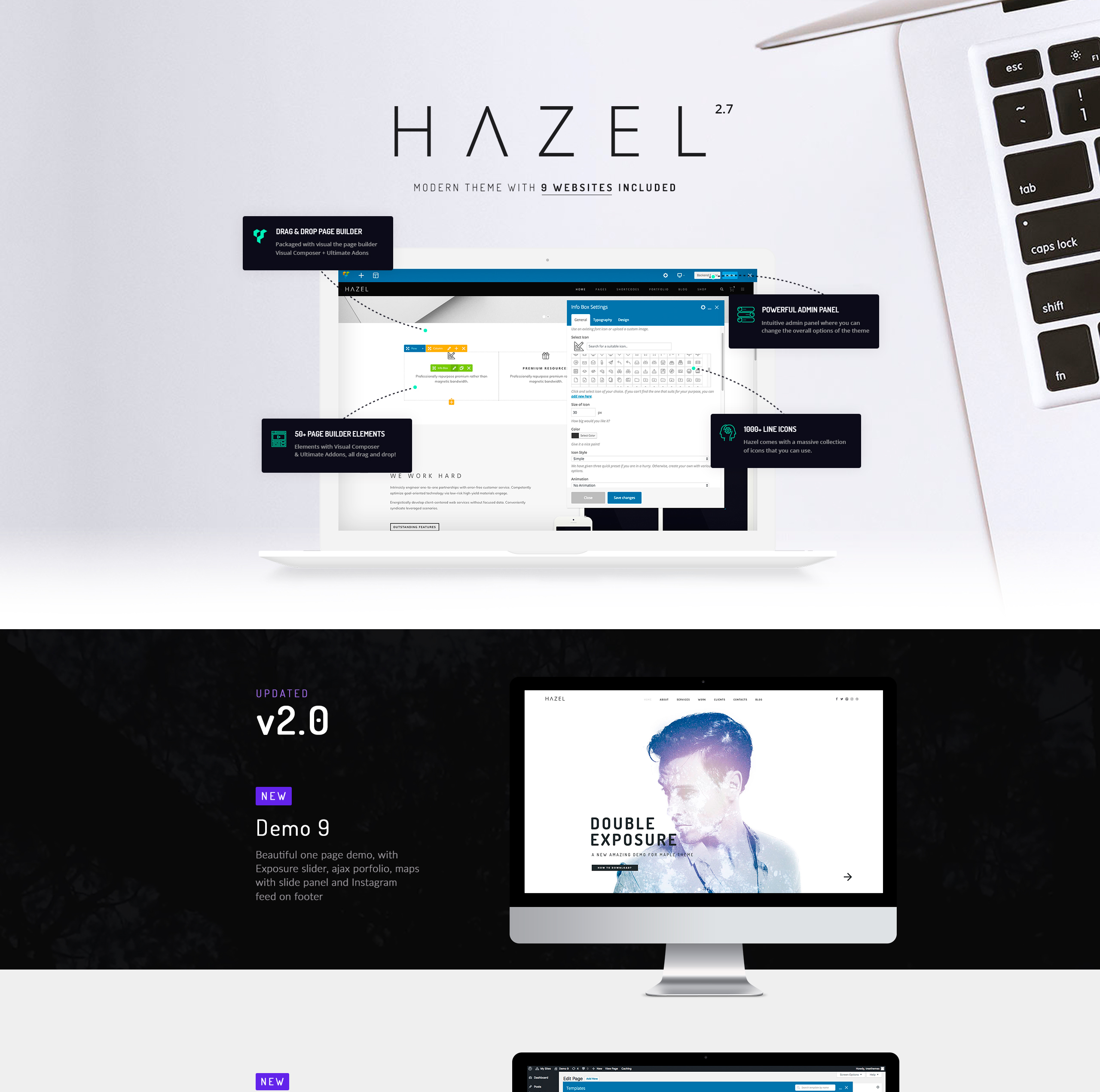 "Hazel - Clean Minimalist Multi-Purpose" 响应式WordPress模板 #67167